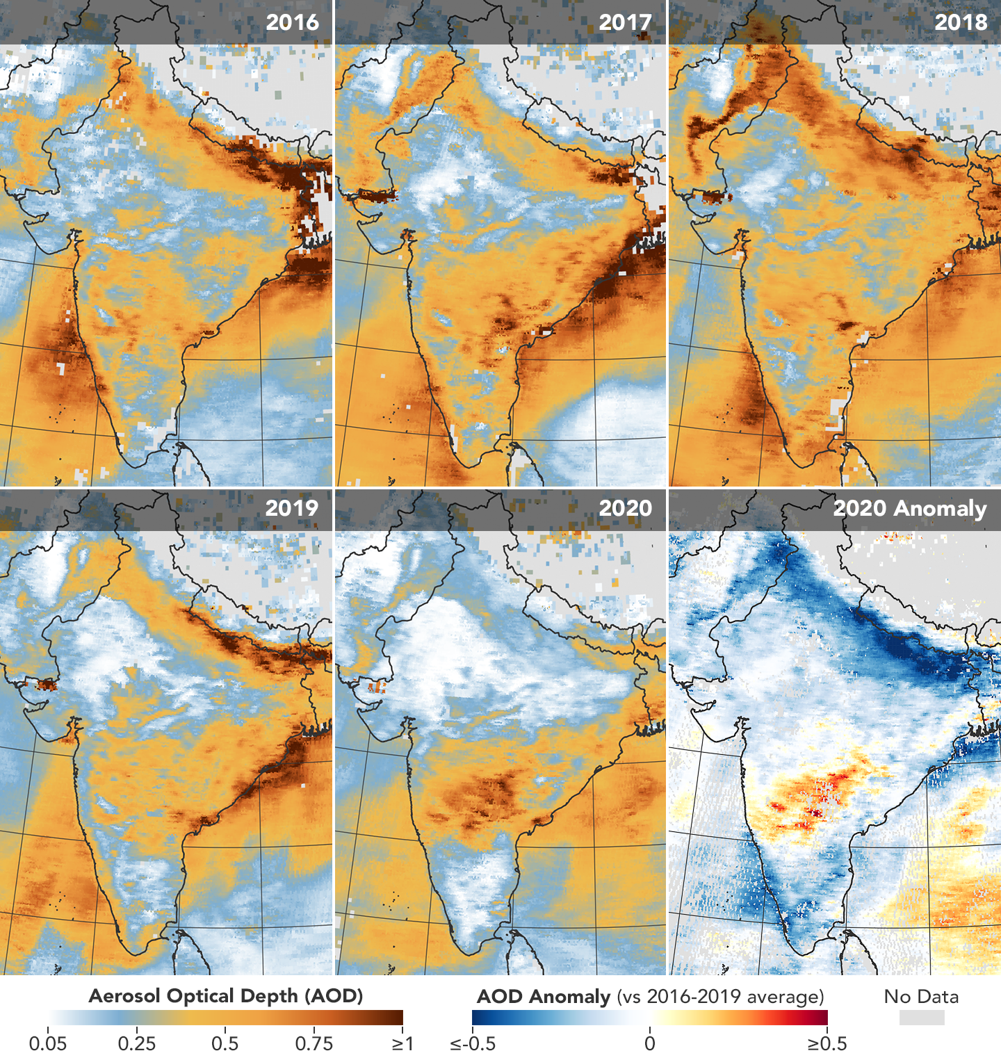 Airborne Particle Levels Plummet in Northern India - NASA Science