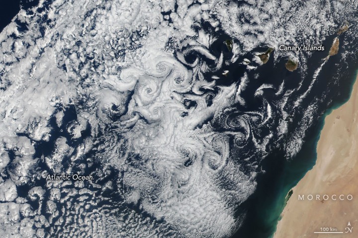 Swirly Clouds in the Canaries - NASA Science