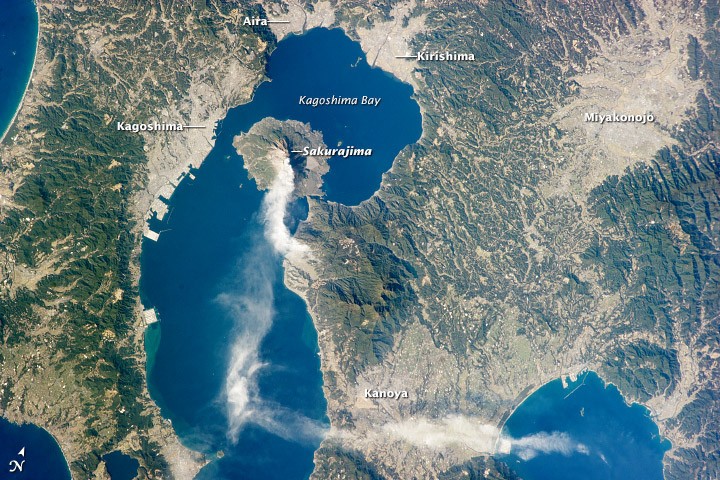 Sakurajima Volcano, Kyushu, Japan - NASA Science