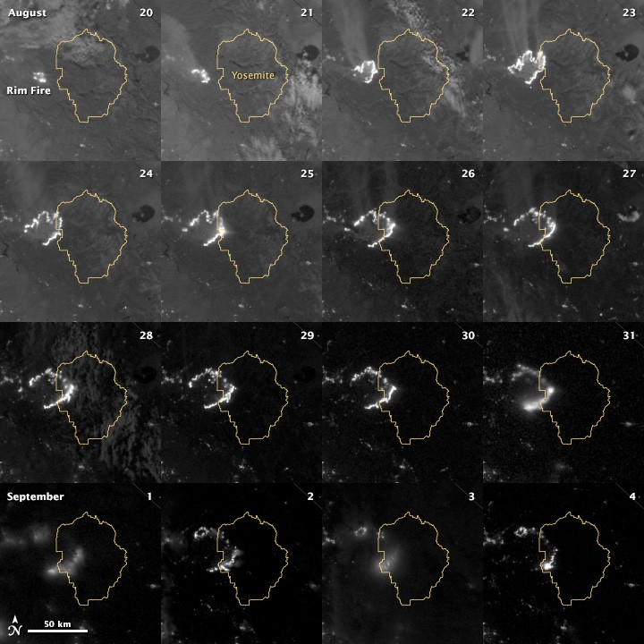 Progression of the Rim Fire at Night - NASA Science