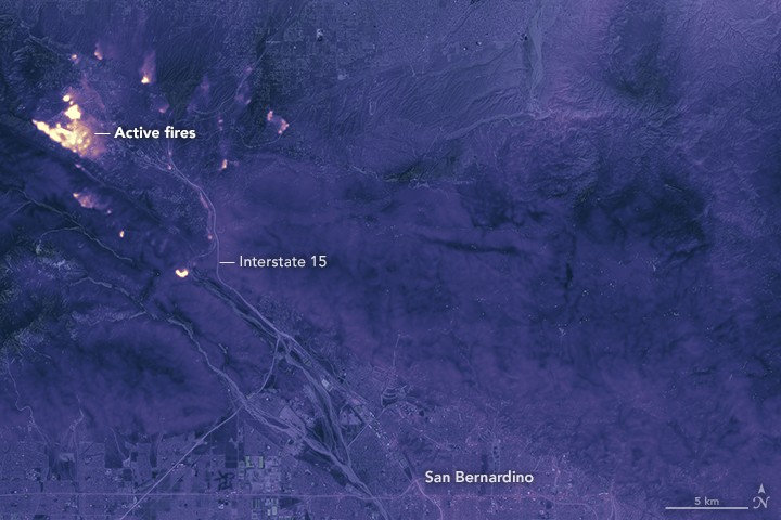 Blue Cut Fire at Night - NASA Science