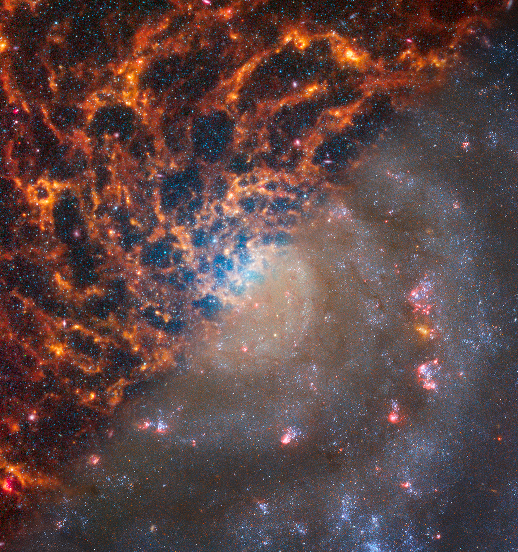 Webb and Hubble's Views of Spiral Galaxy IC 5332 - NASA Science