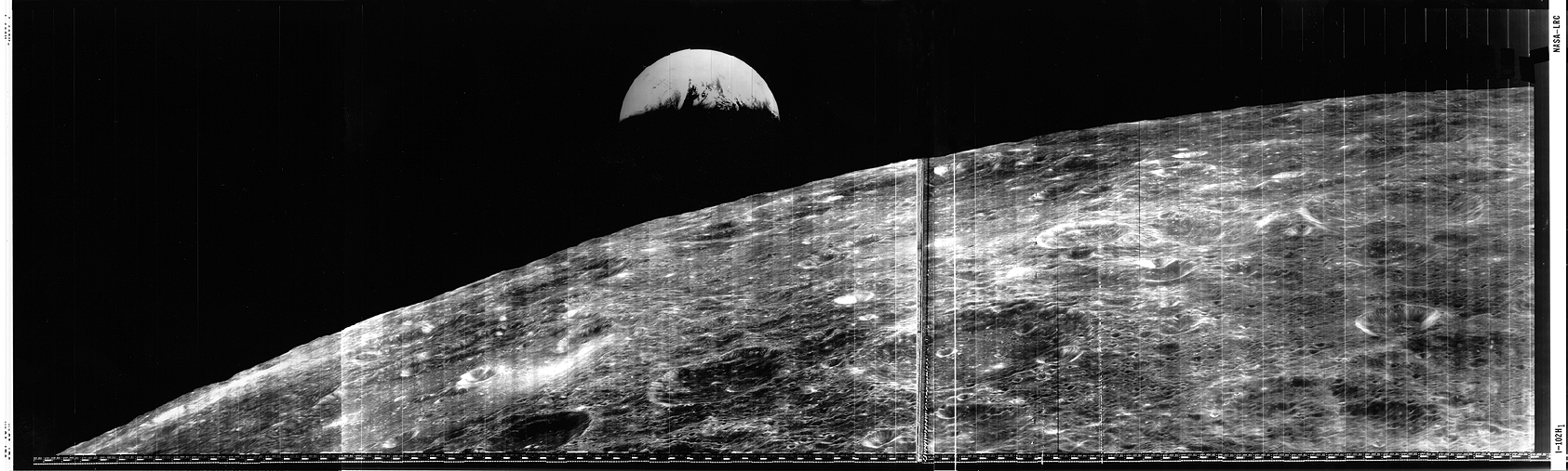 First View of Earth From the Moon and Oblique View of the Lunar Surface ...