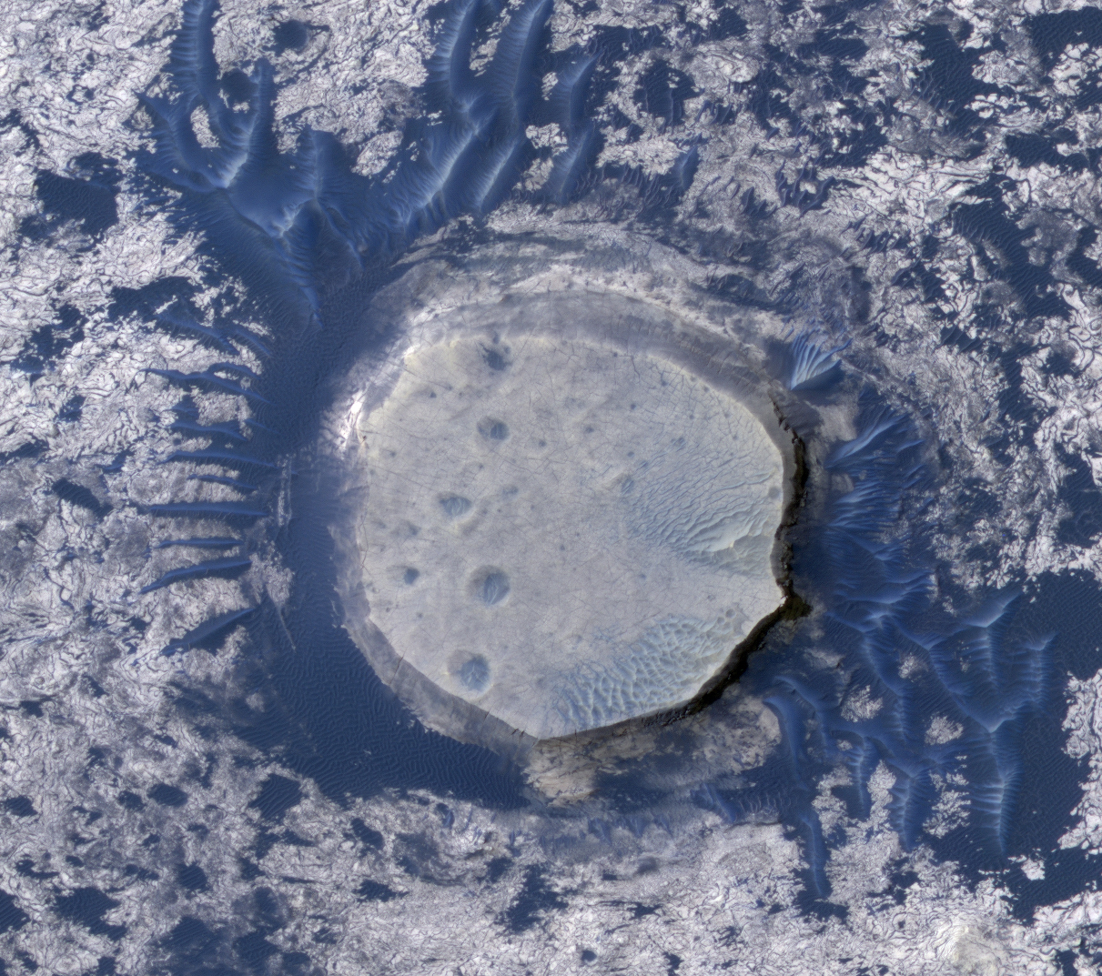 Dunes and Inverted Crater in Arabia Terra - NASA Science