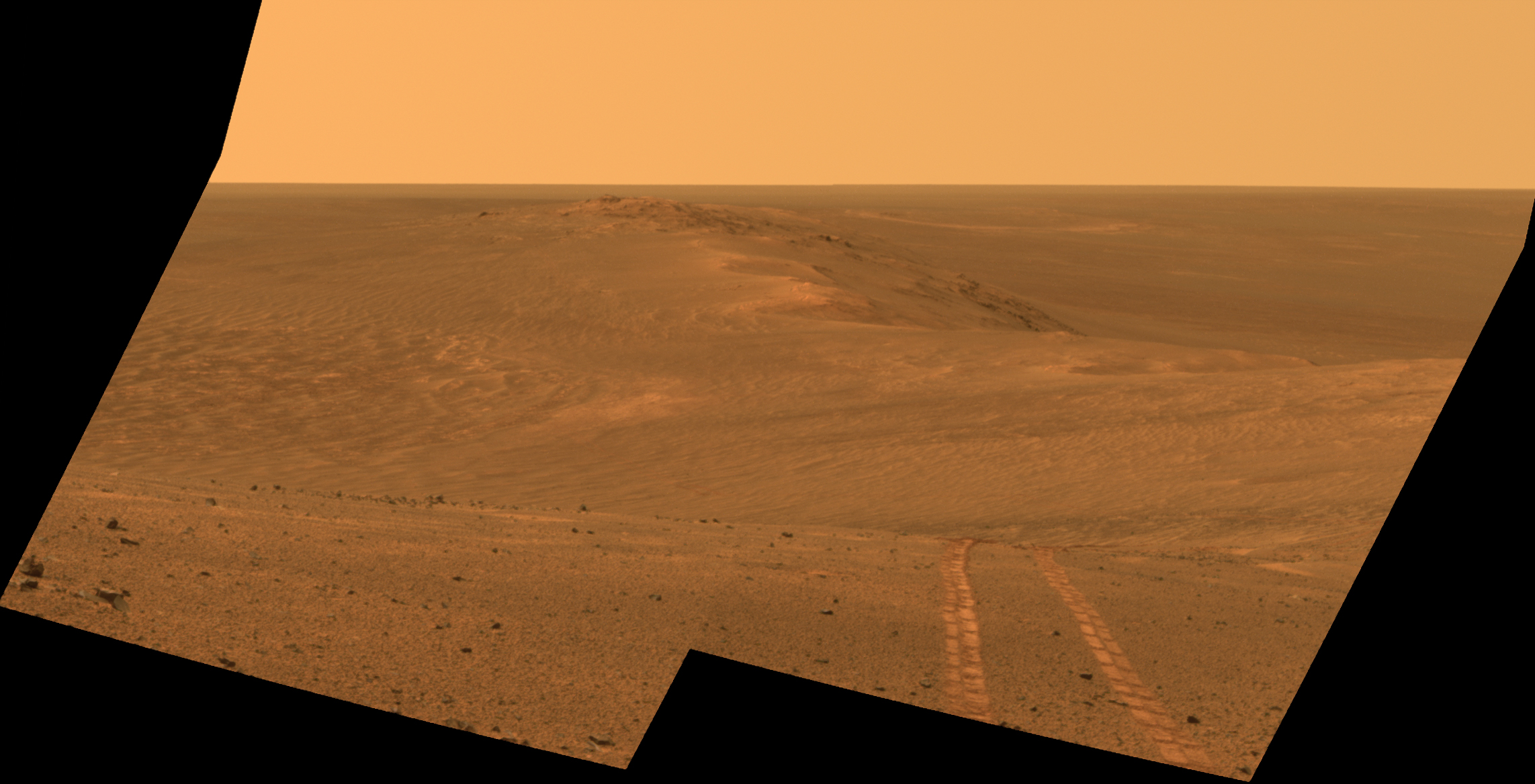 Rover Tracks in Northward View Along West Rim of Endeavour - NASA Science