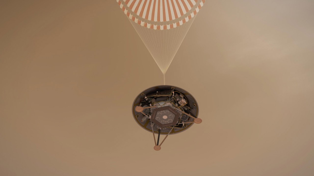 InSight on Its Parachute (Illustration) - NASA Science