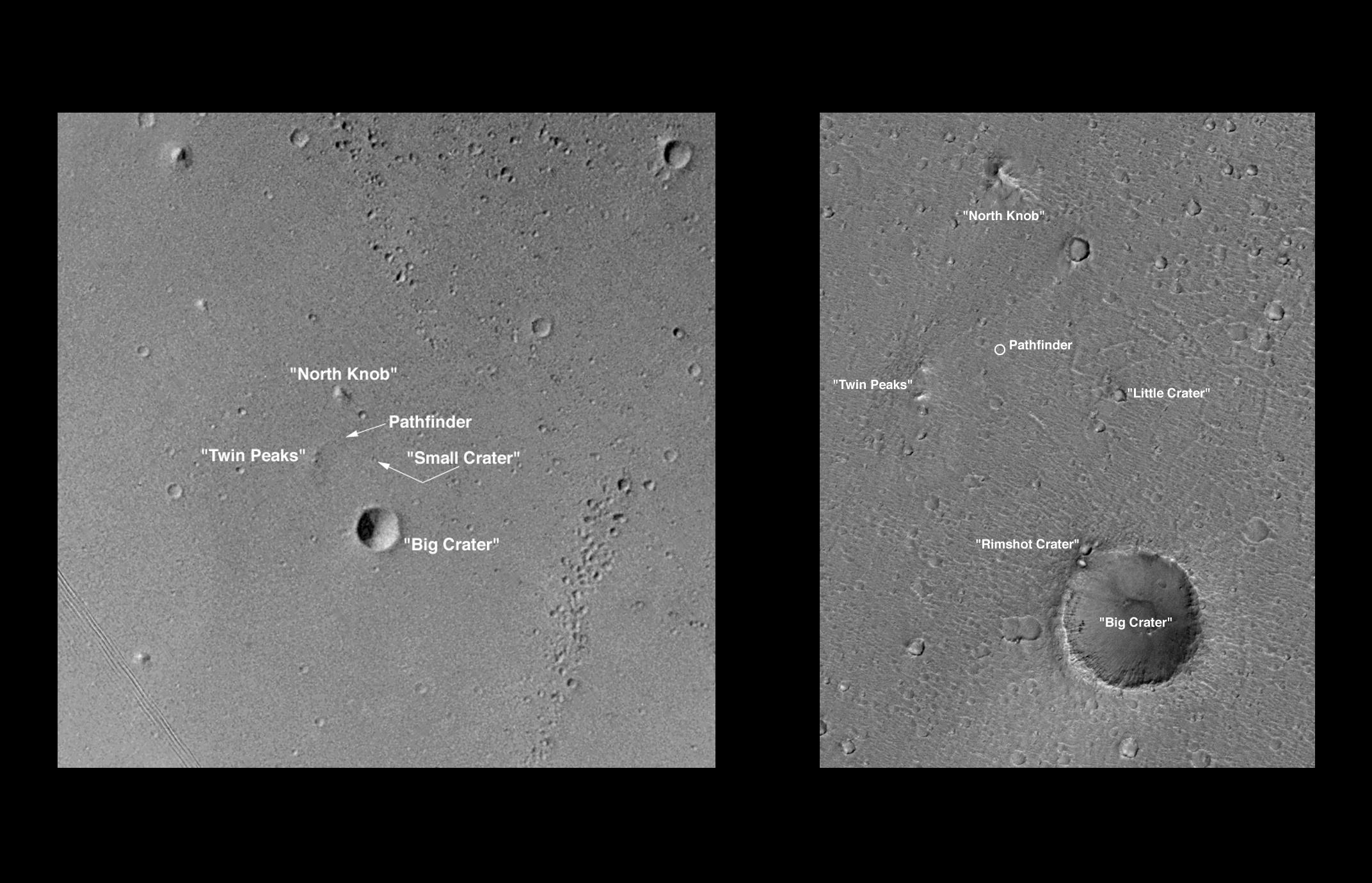 Pathfinder Landing Site Observed by Mars Orbiter Camera - NASA Science