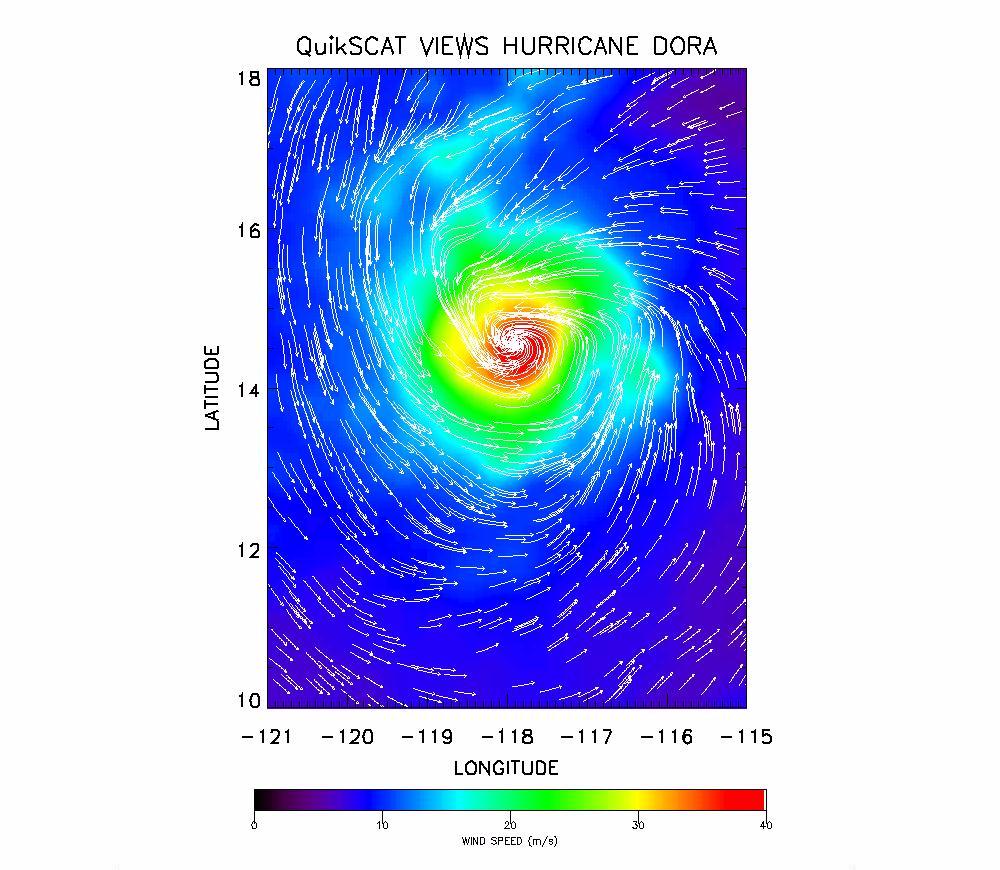 SeaWinds Radar Clocks Hurricane Dora's Wind Speeds - NASA Science