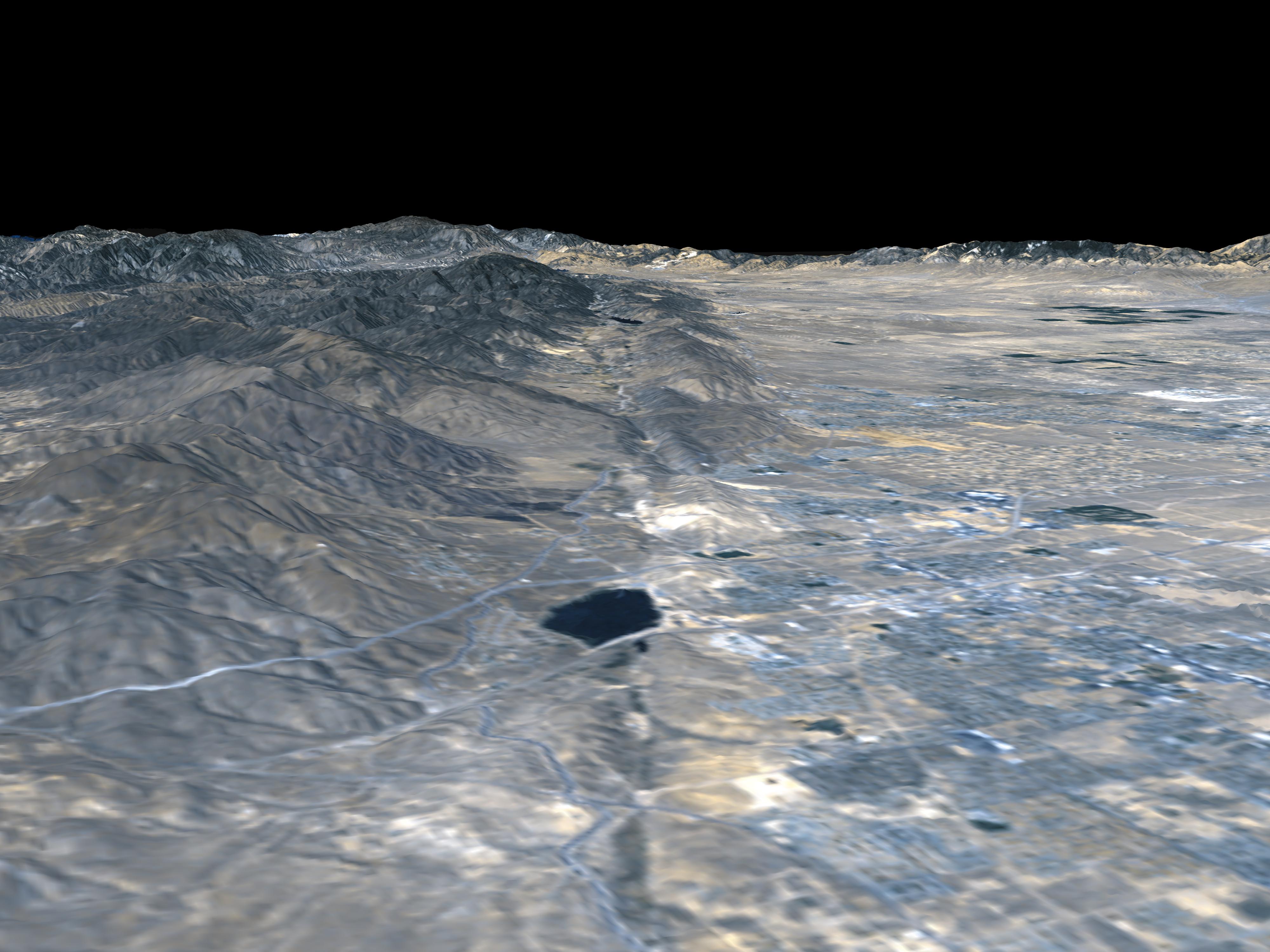 Perspective view, Landsat overlay San Andreas Fault, Palmdale ...