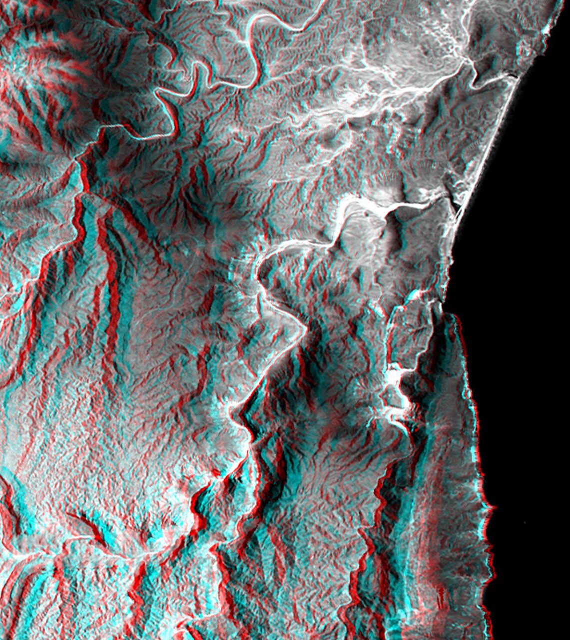 Anaglyph, Landsat overlay, Southernmost Coastal Oman - NASA Science