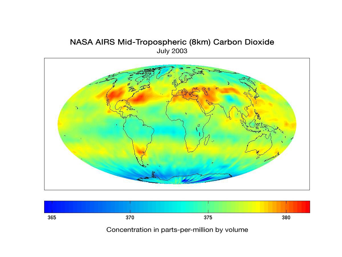 AIRS Global Map of Carbon Dioxide from Space - NASA Science