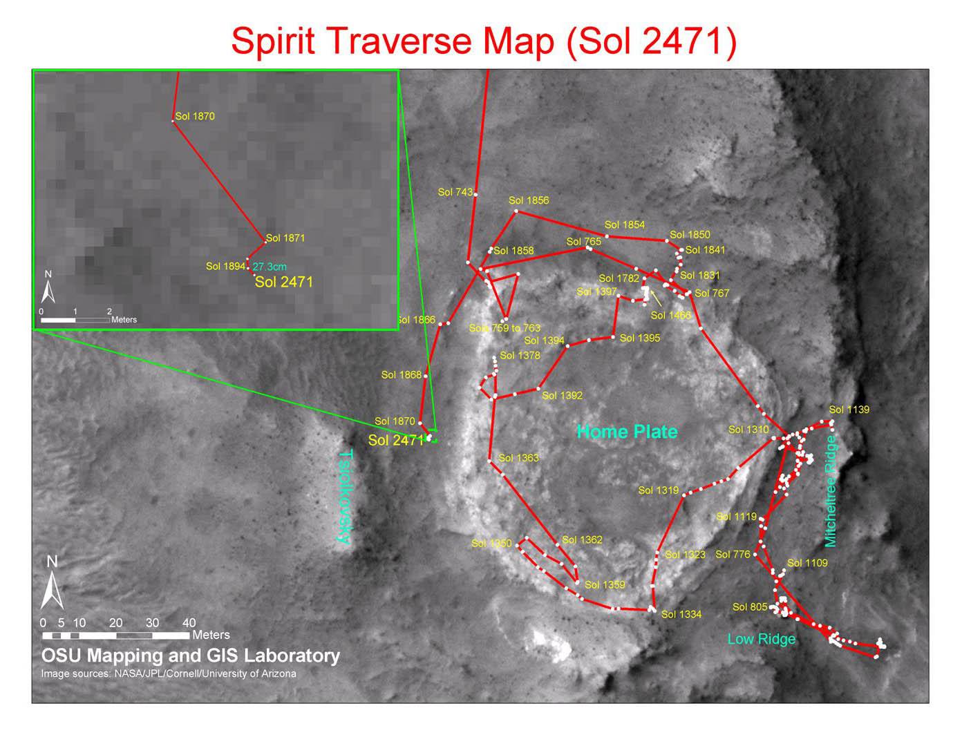 Spirit Traverse Map, Sol 2471 - NASA Science