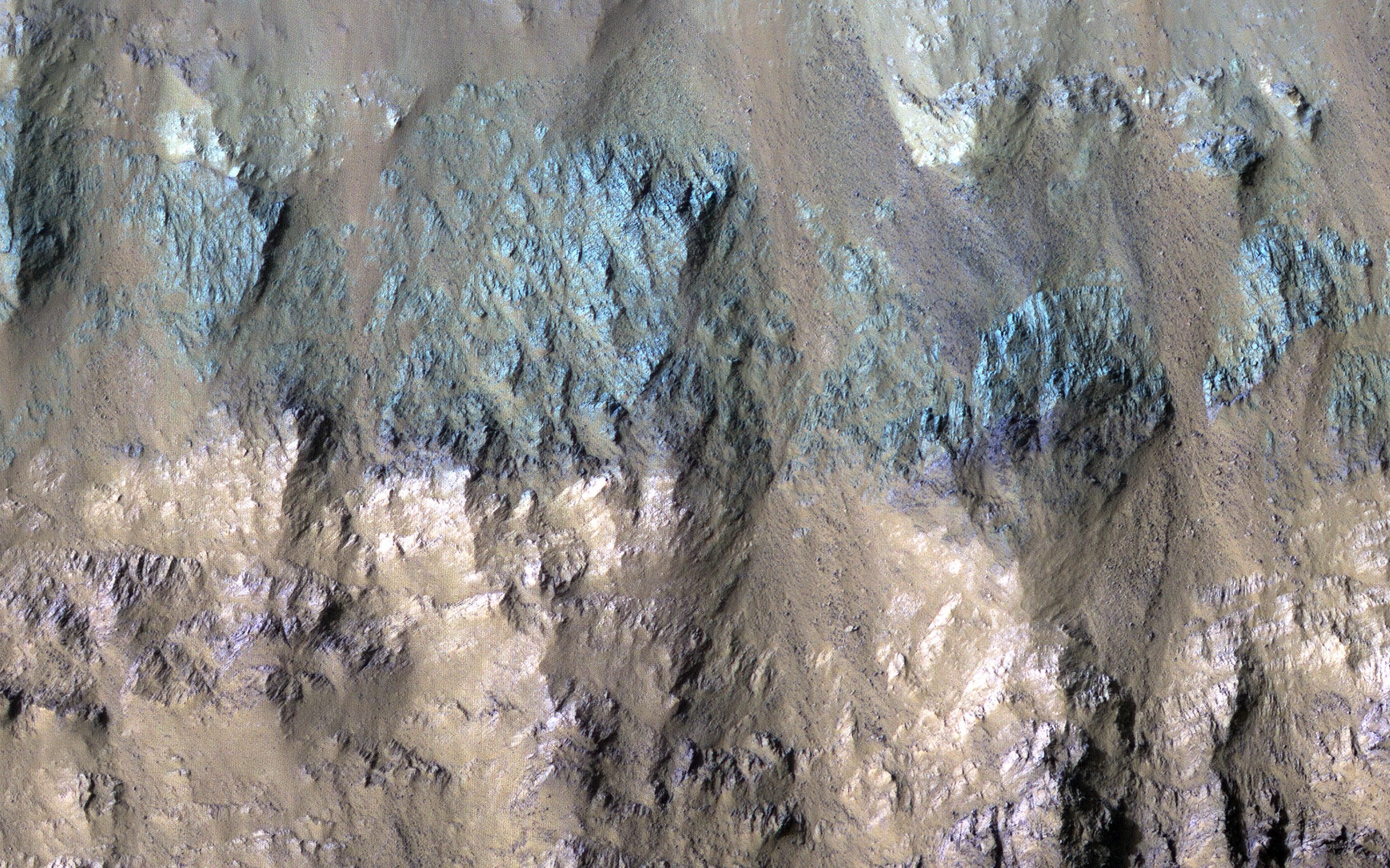 Varied Types of Rock in a Crater in Eos Chasma - NASA Science