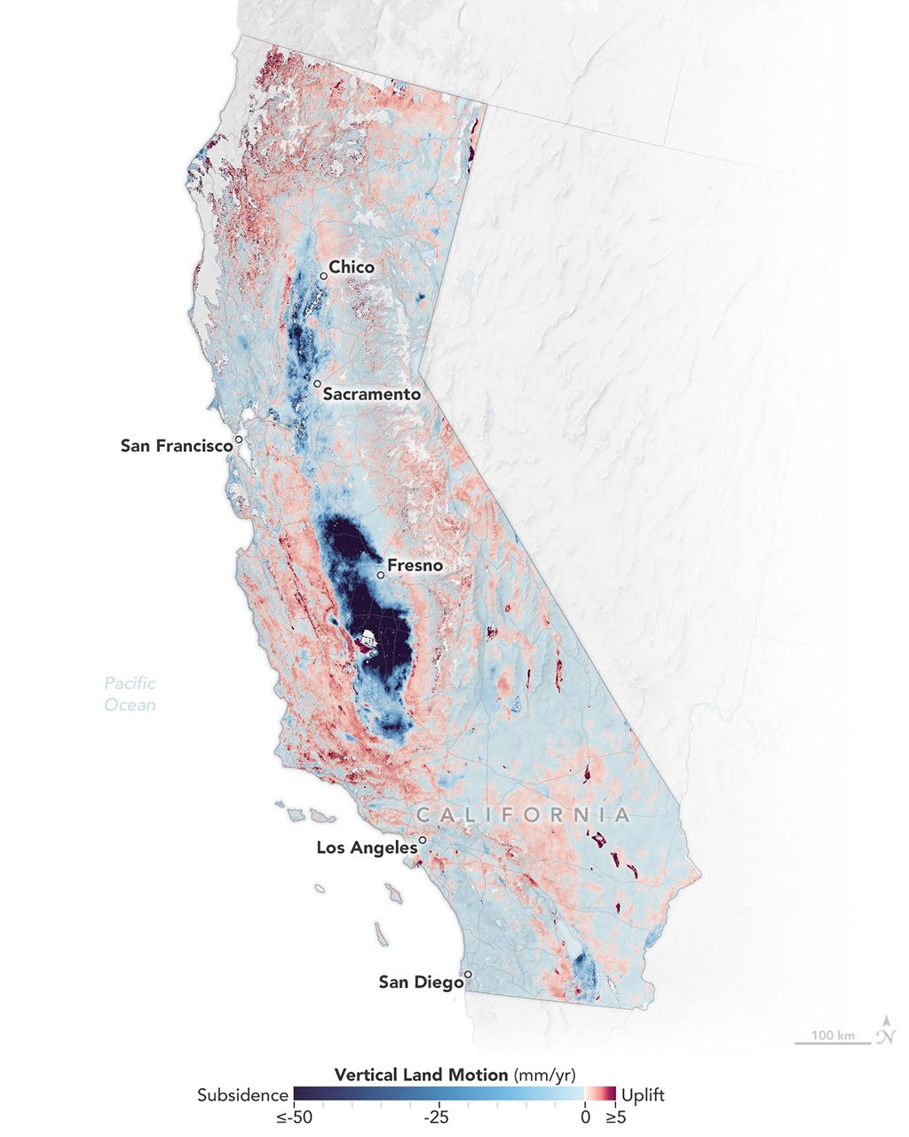Map of California Subsidence and Uplift - NASA Science