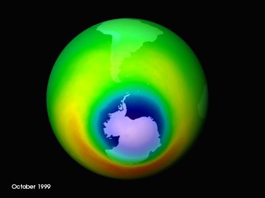 Antarctic Ozone Hole, October 1999 - NASA Science