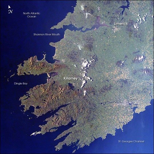Southwestern Ireland as seen from the International Space Station ...