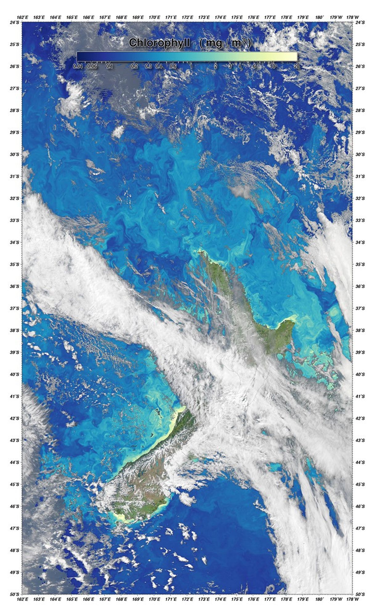 Chlorophyll Around New Zealand - NASA Science