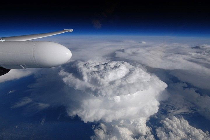 supercell thunderstorm from space