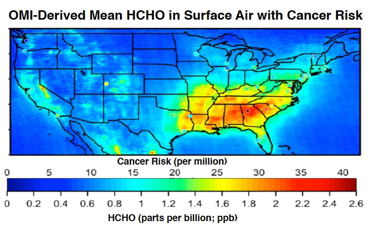 Using Aura OMI Data to Map Cancer Risks from Formaldehyde - NASA Science