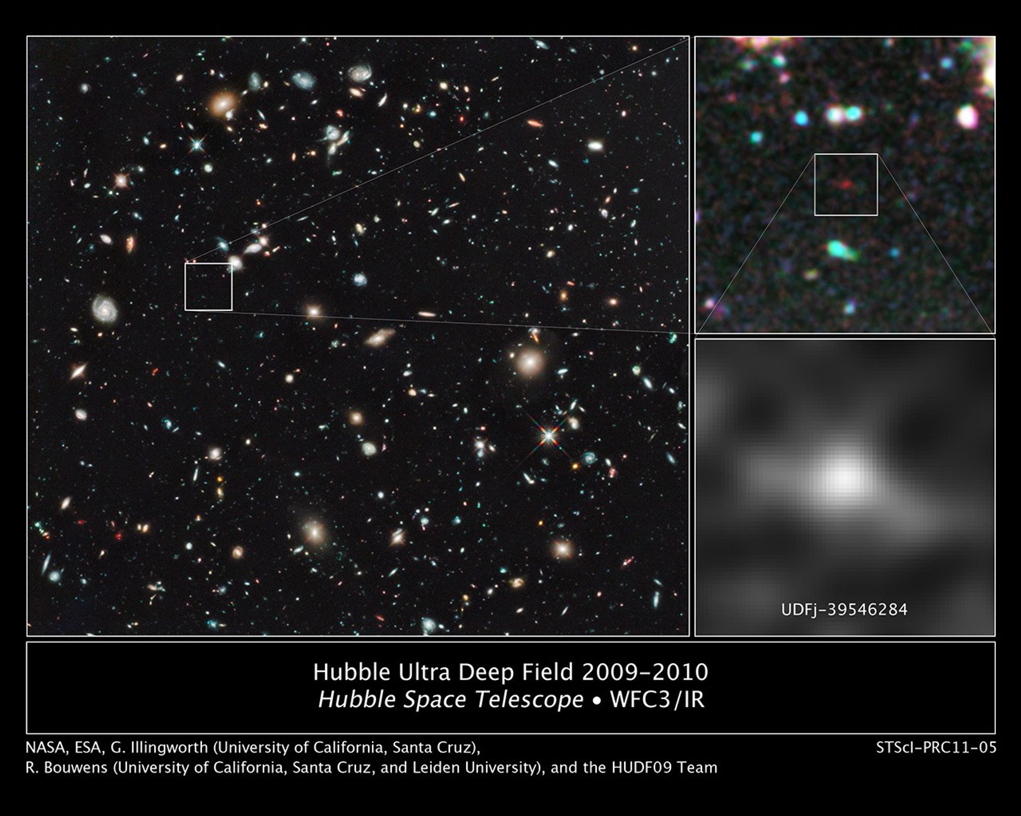 Zoom into Infrared Hubble Ultra Deep Field and Object UDFj-39546284 ...