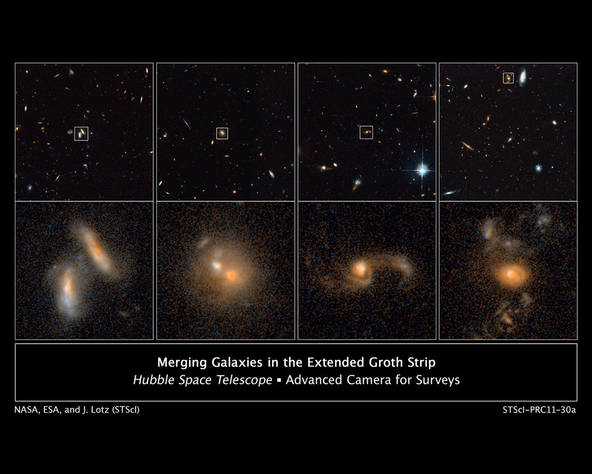 Zoom into Extended Groth Strip Merging Galaxies - NASA Science