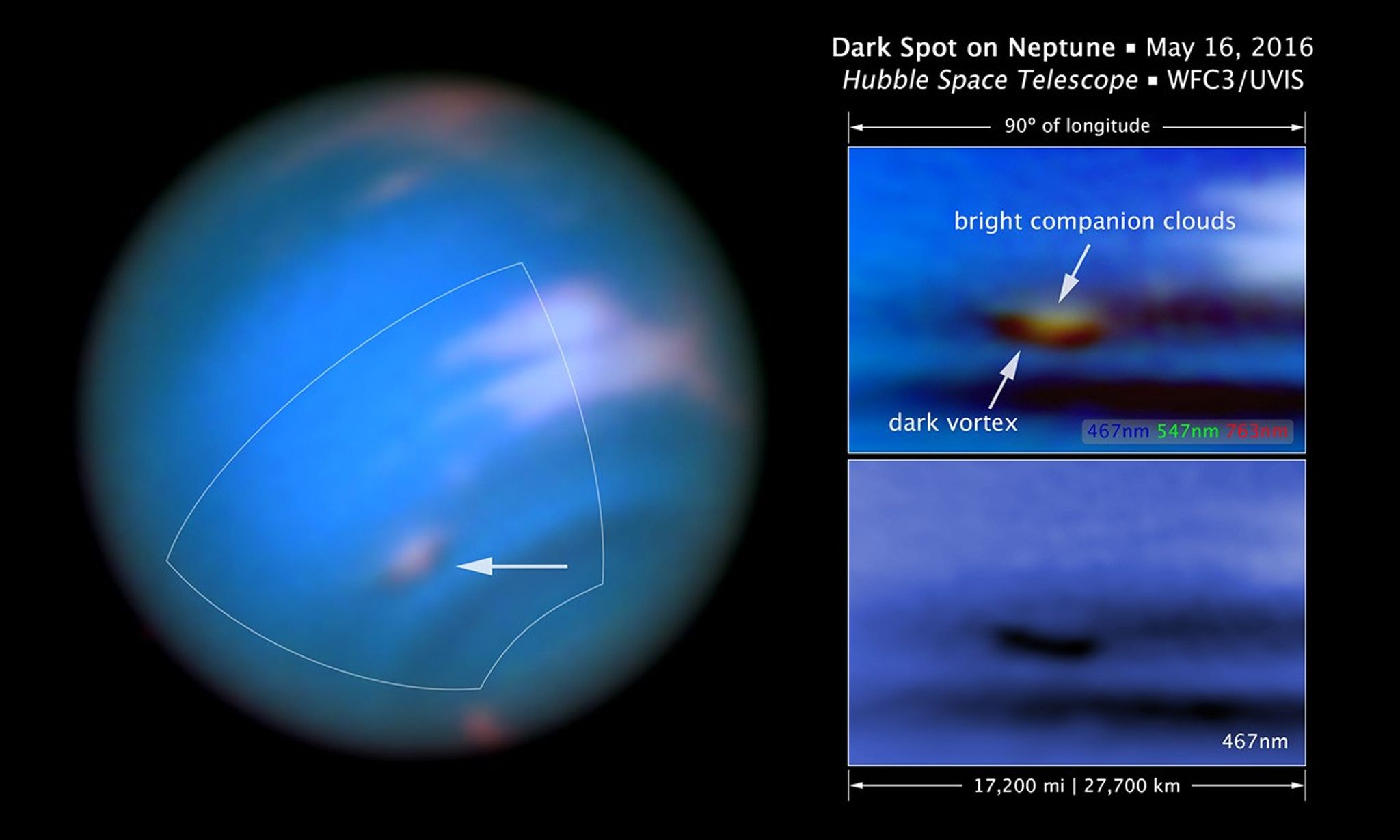 Full Color Neptune Global Map from Hubble's OPAL Program (Dark Spot and ...