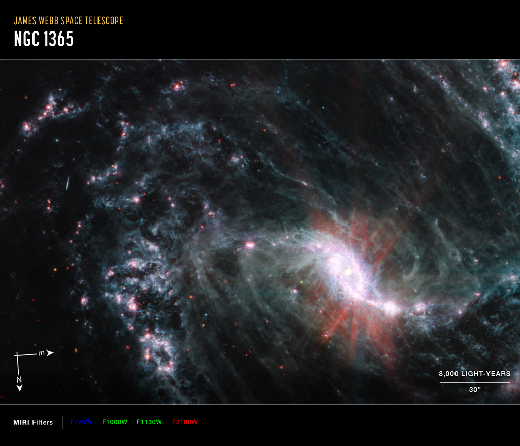 NGC 1365 (MIRI Compass Image) - NASA Science