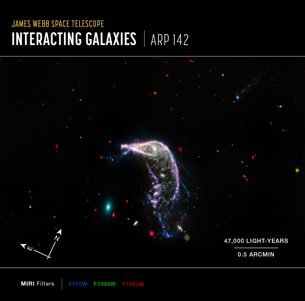 Interacting Galaxies Arp 142 (NIRCam and MIRI Image) - NASA Science