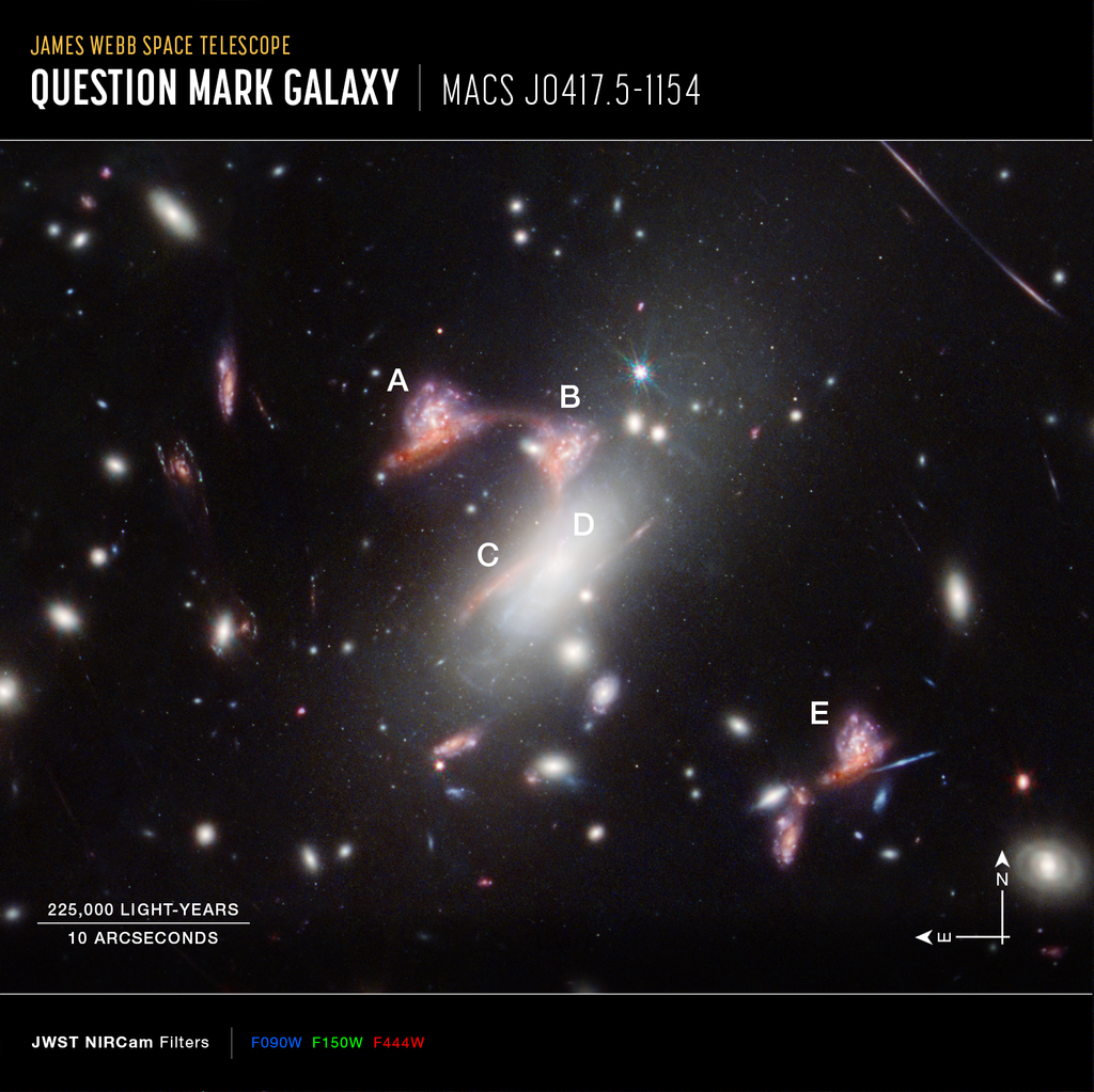 NASA's Webb Reveals Distorted Galaxy Forming Cosmic Question Mark ...