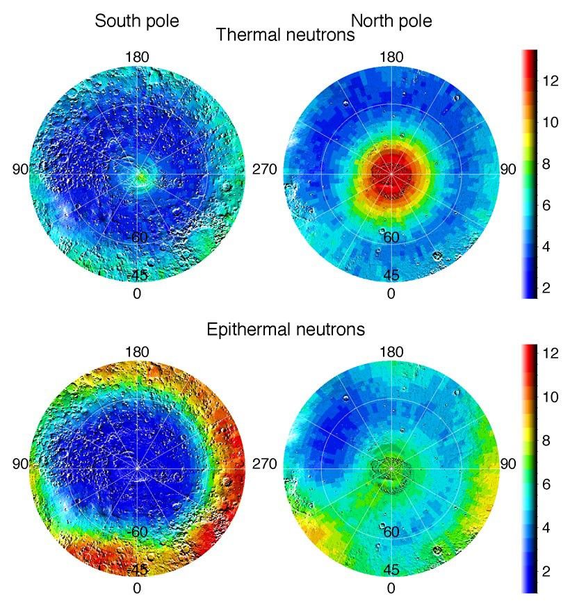 Polar Maps of Thermal and Epithermal Neutrons - NASA Science