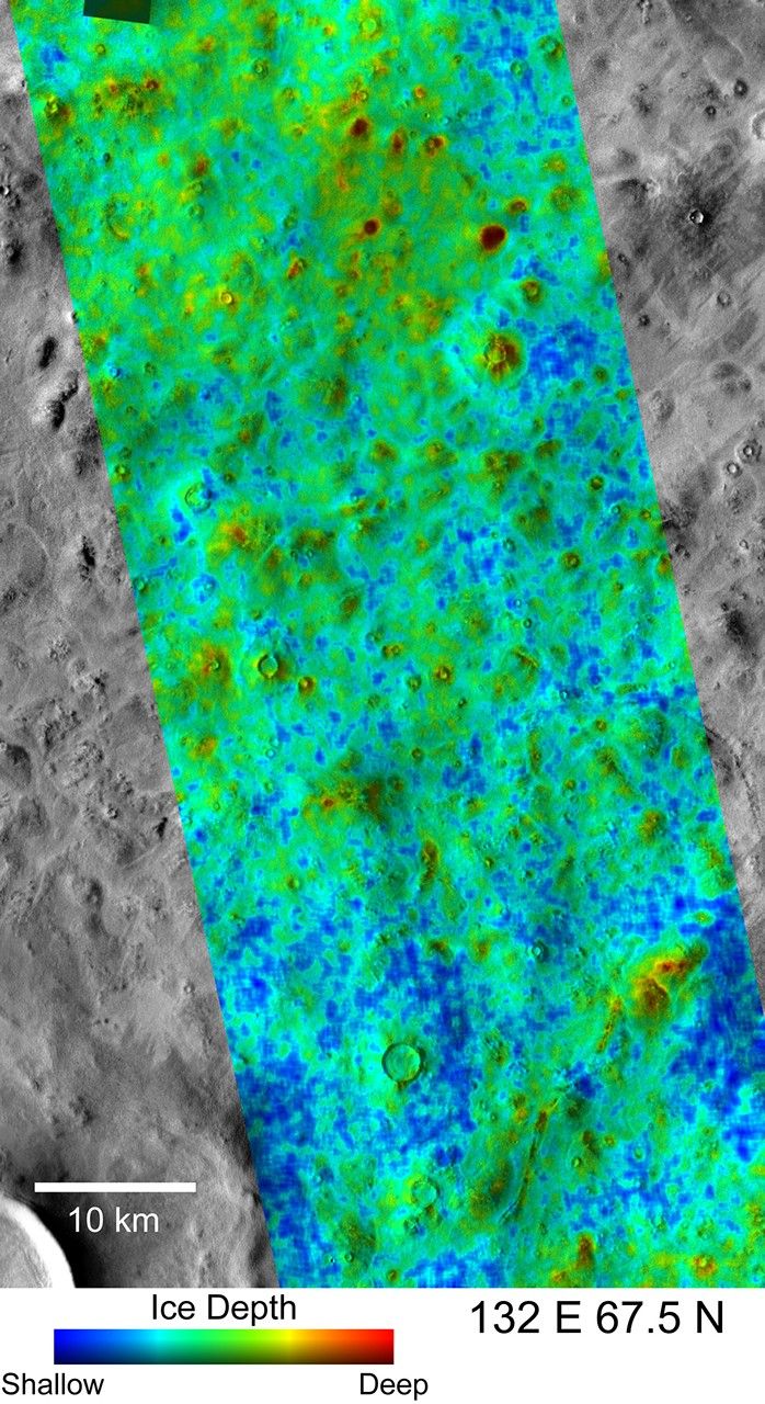 Depth-to-Ice Map of an Arctic Site on Mars - NASA Science