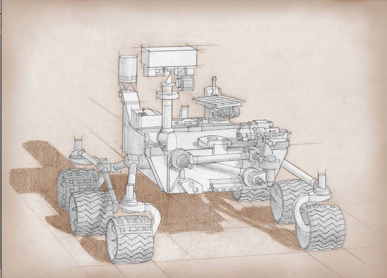 Blue-Print-Style Rover Sketch, Artist's Concept - NASA Science
