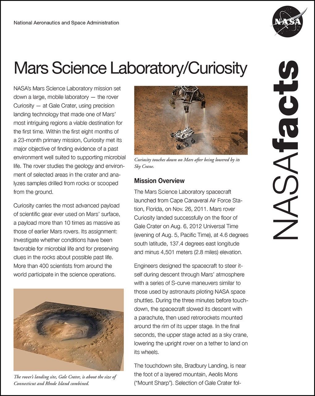 Curiosity Rover Fact Sheet - NASA Science