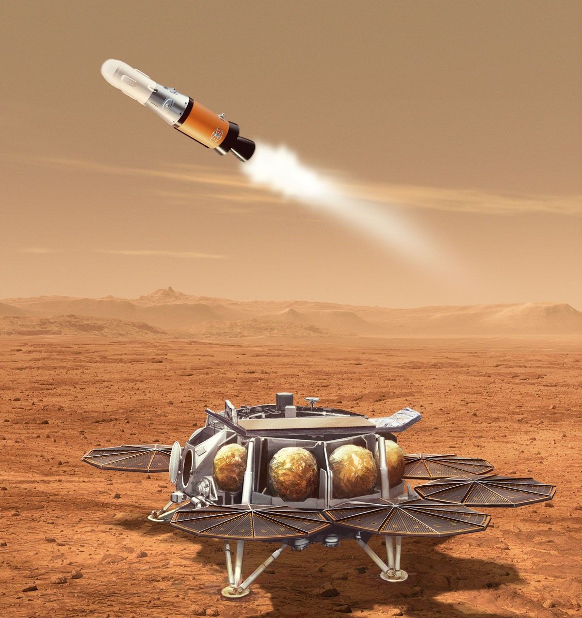 Mars Sample Retrieval Lander-Mars Ascent Vehicle Launch Illustration ...