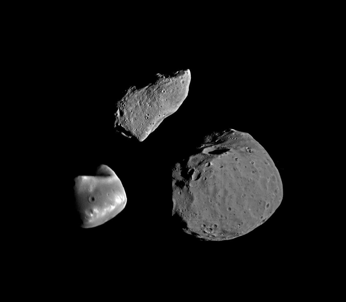 Gaspra, Deimos, and Phobos Comparison - NASA Science