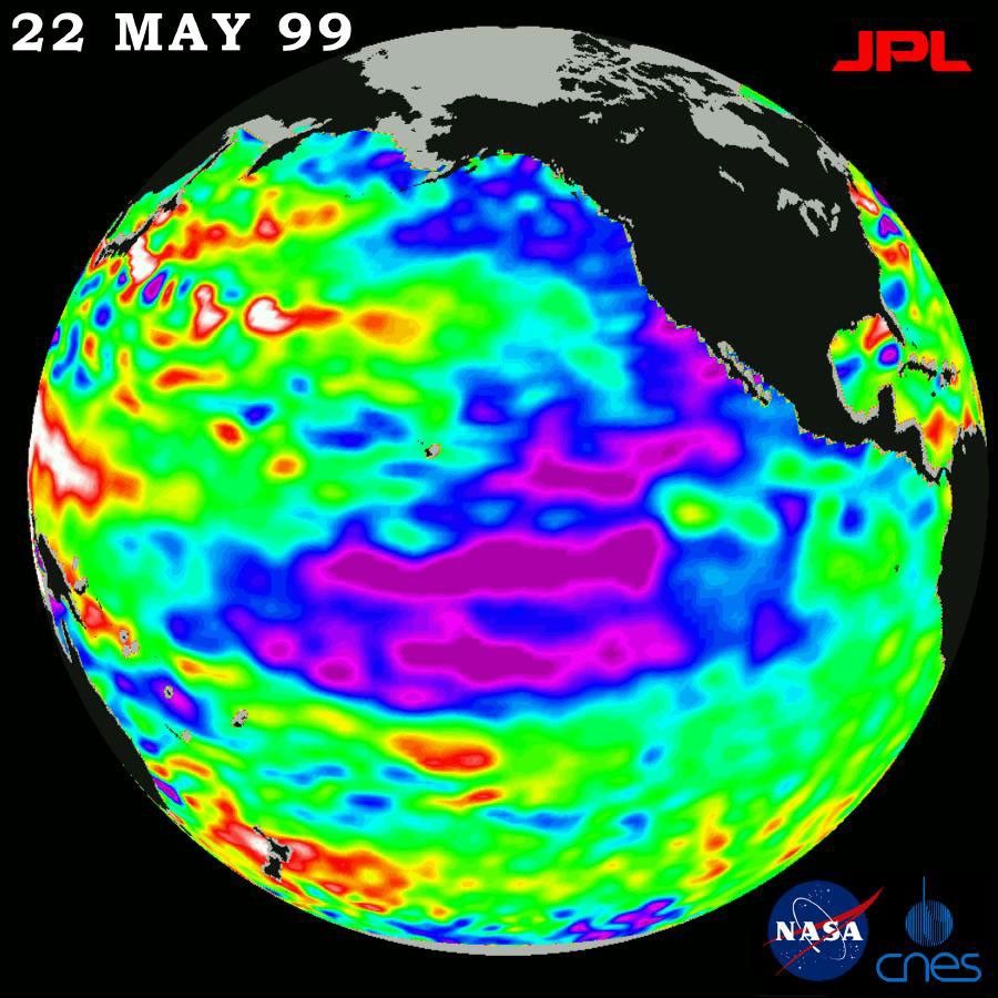 TOPEX El Niño/La Niña - Entire Pacific is out of Whack, April 7, 1999 ...