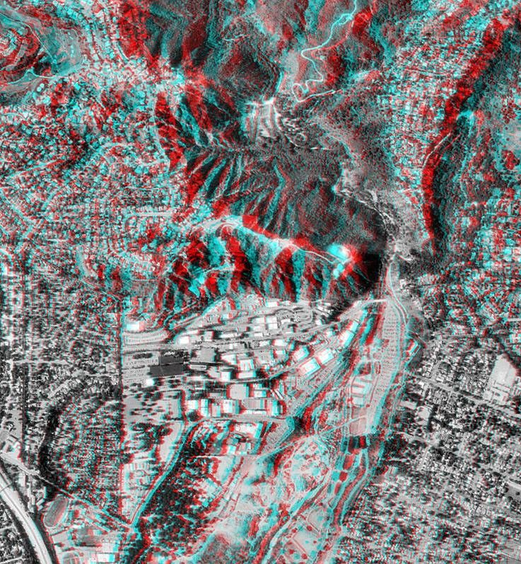 Pasadena, California Anaglyph with Aerial Photo Overlay - NASA Science