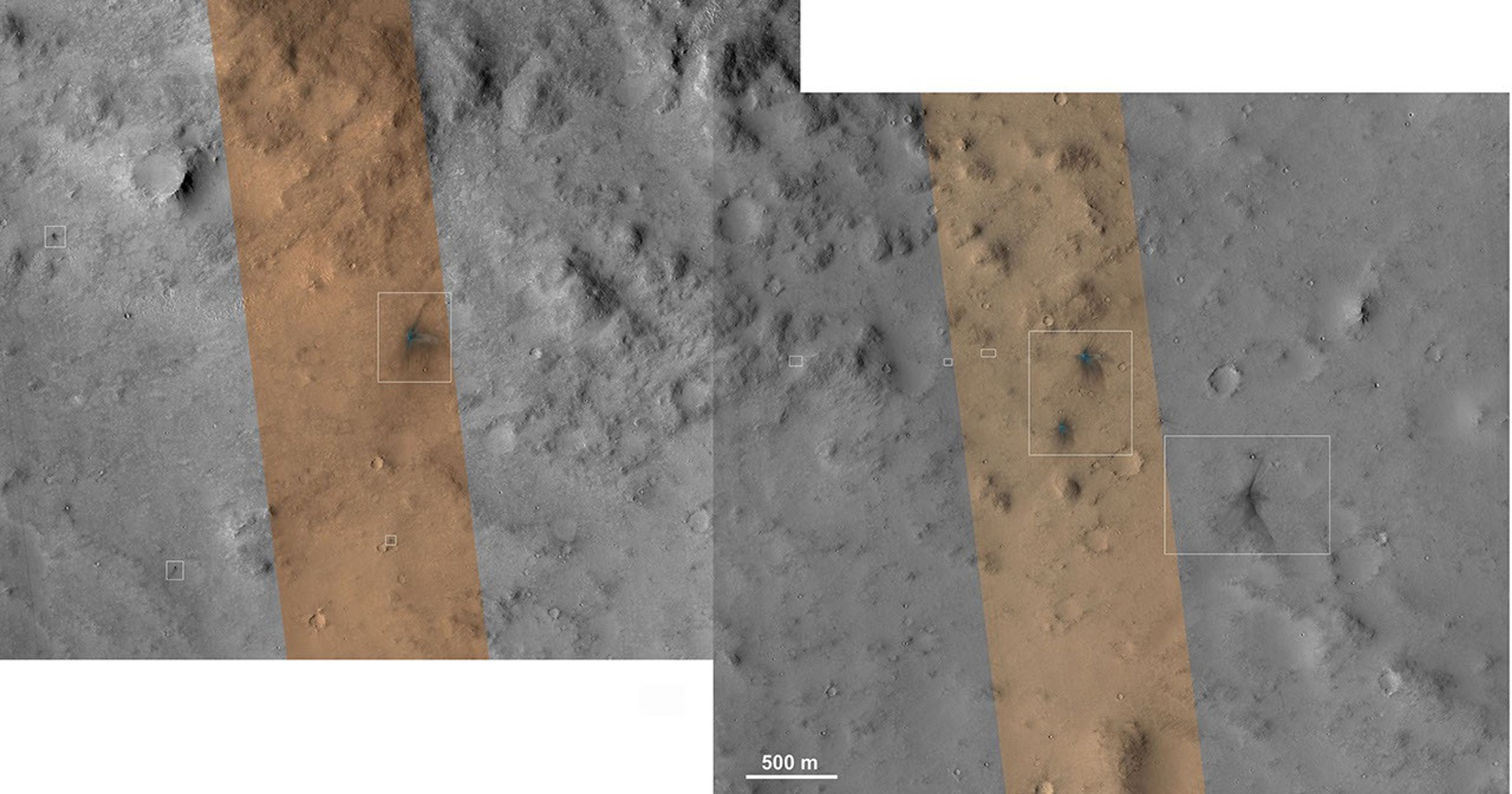 Impact Scars from MSL Cruise Stage and Two Balance Weights - NASA Science