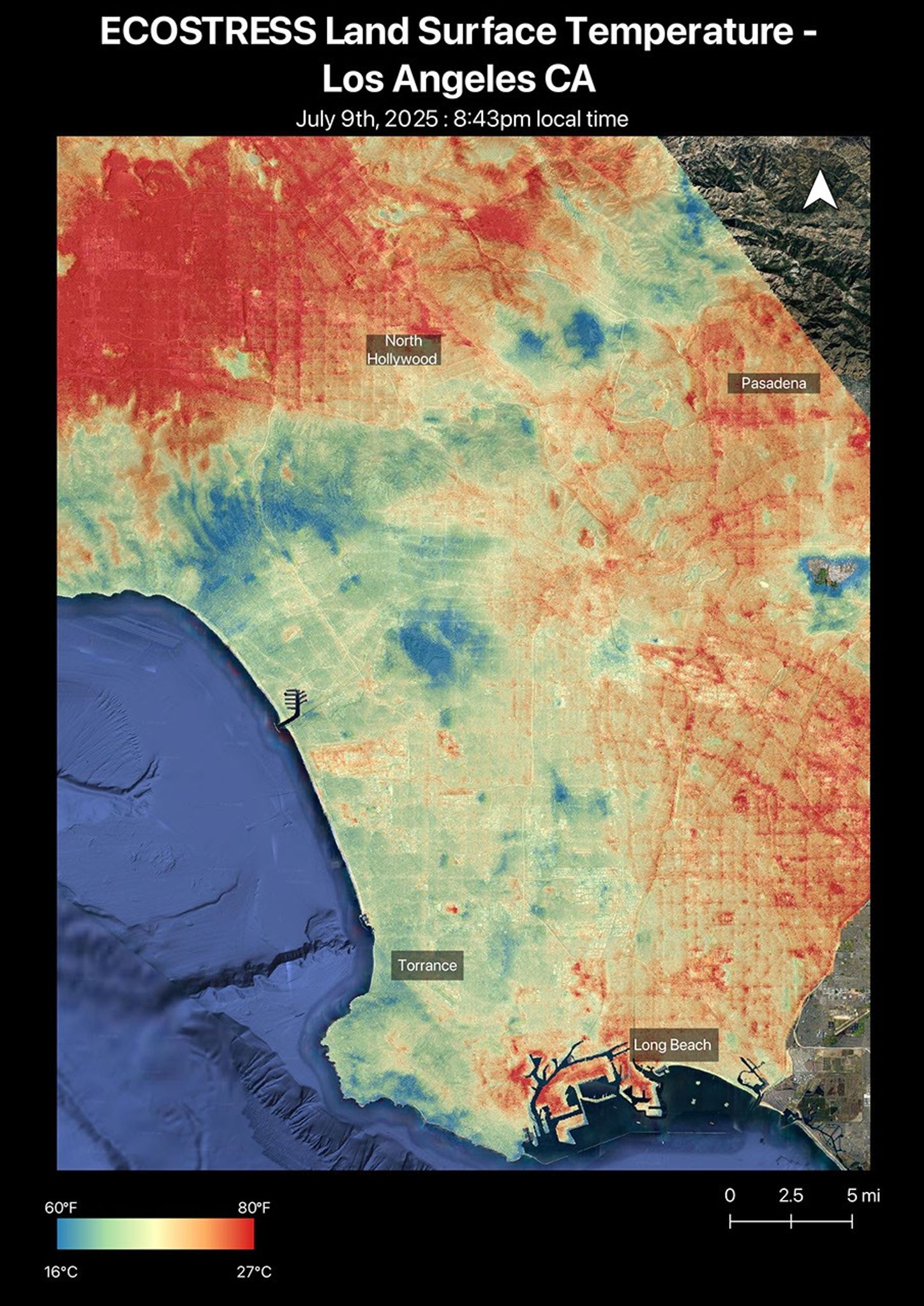 NASA's ECOSTRESS Captures Short-Lived Heat Wave in L.A. Area - NASA Science