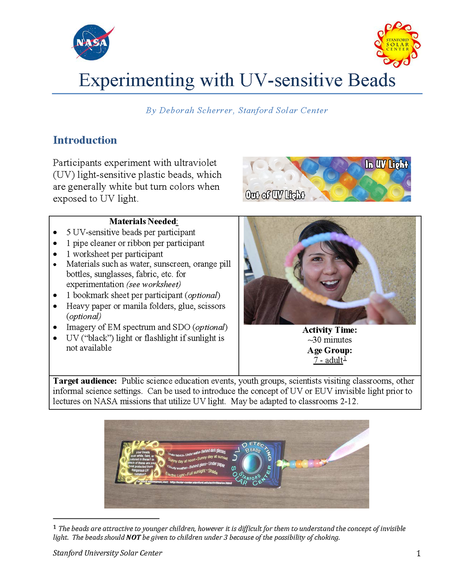 Experimenting with UV-Sensitive Beads - NASA Science