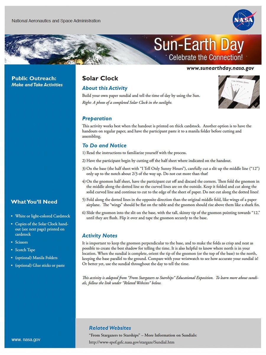 Solar Clock Activity - NASA Science